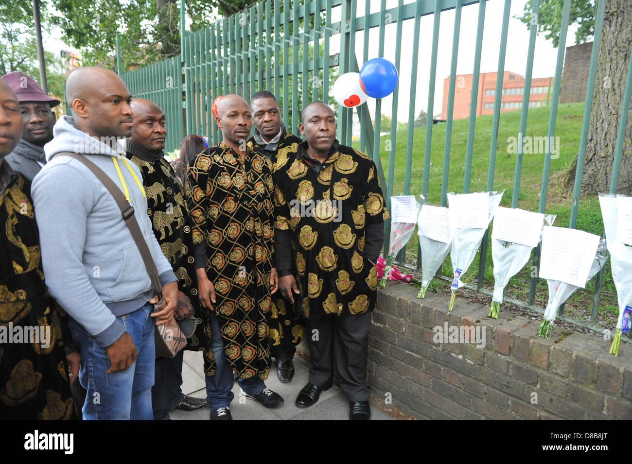 Woolwich, London, UK. 23rd May 2013. A group of Nigerian men from the ...