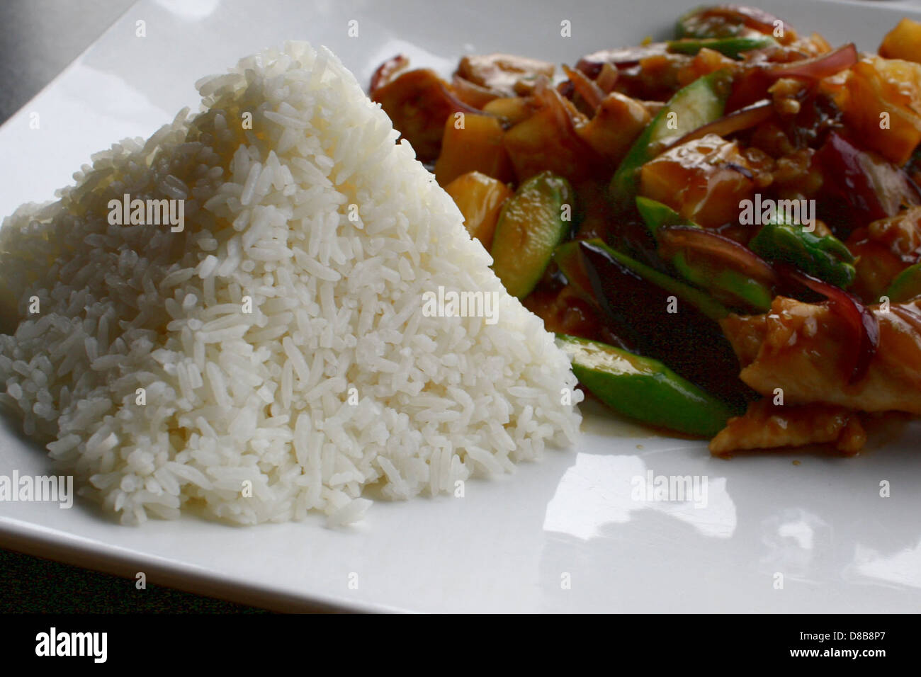 An image of Asian cuisine, featuring a rice pyramid as part of the meal ...