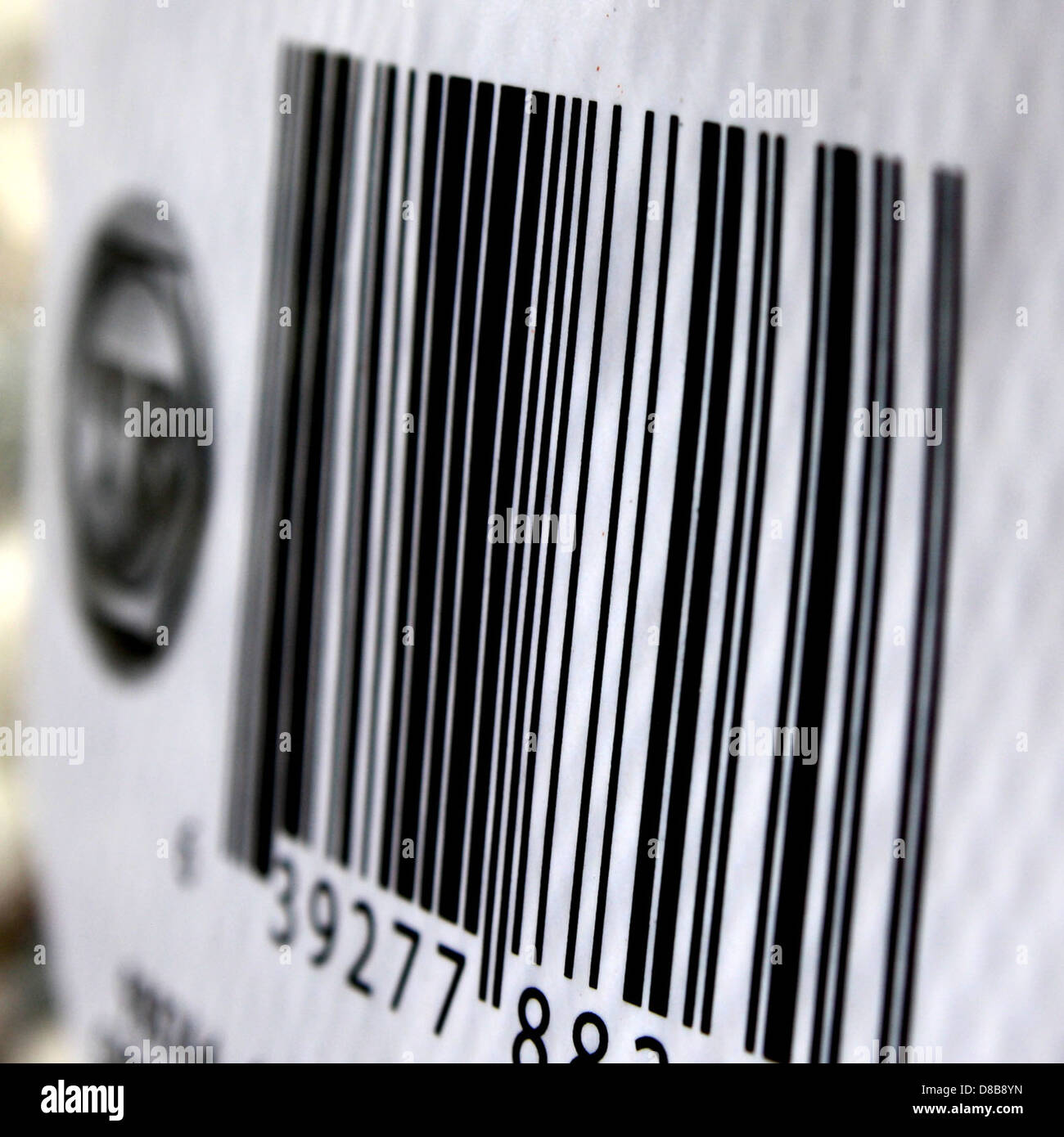 A close-up view of a bar code, showing the black vertical lines and ...