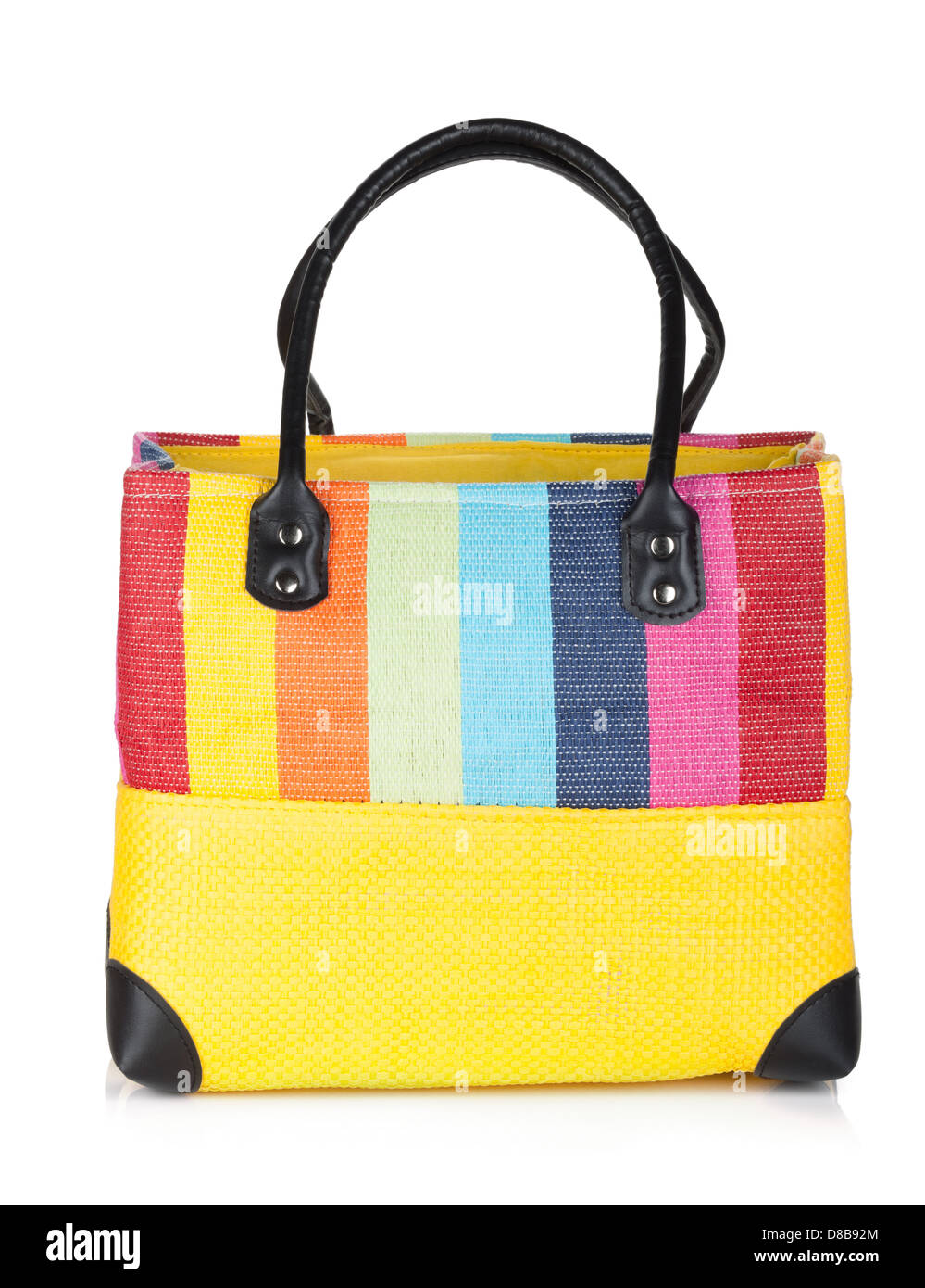 Colorful beach bag. Isolated on white background Stock Photo - Alamy