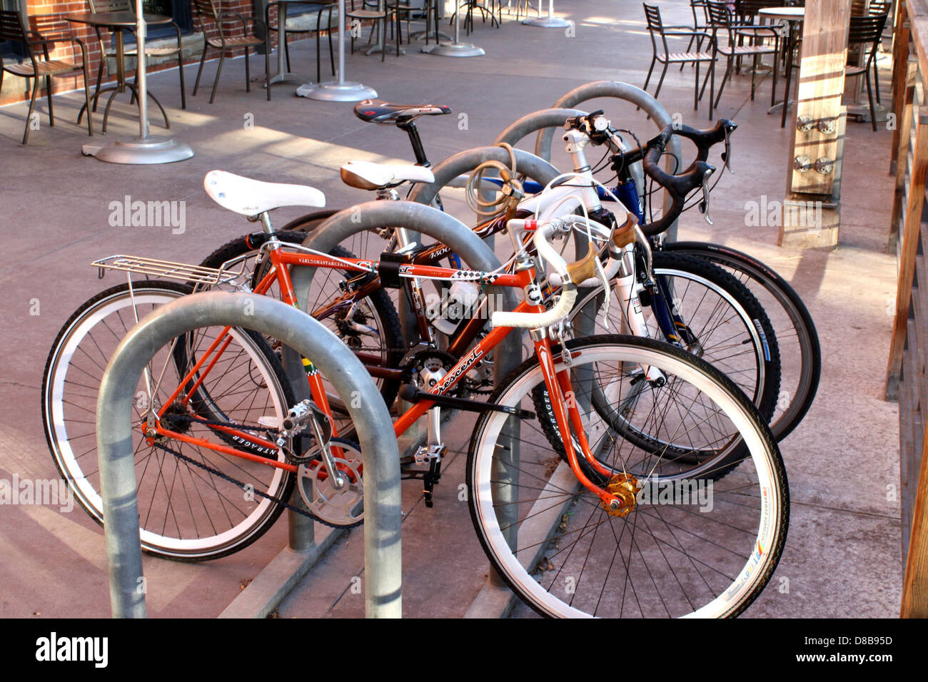 bicycles at bike rack Stock Photo - Alamy