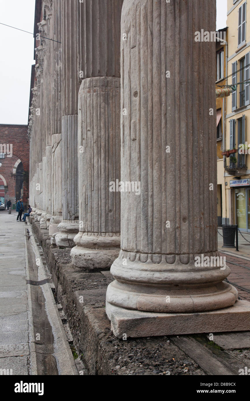 Collonade in front of the Basilica di San Lorenzo Maggiore in Milan ...