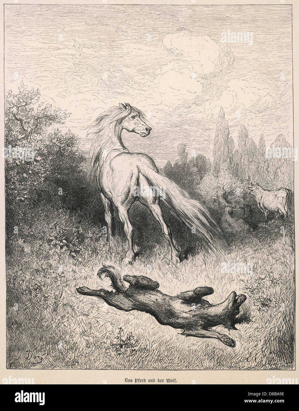 Fable - Horse and Wolf Stock Photo - Alamy