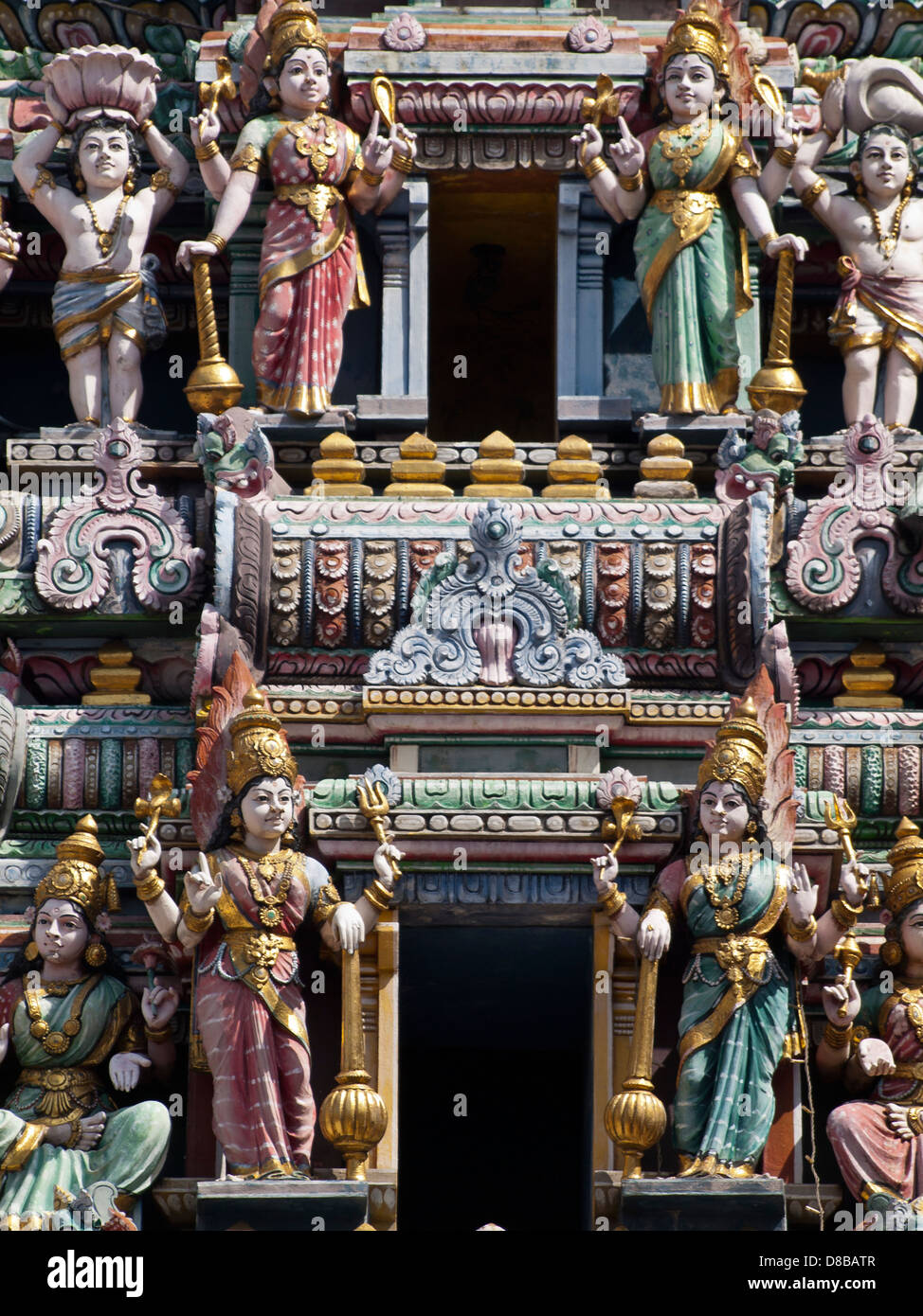 Sri Veeramakaliamman temple gopuram colorful sculptures Stock Photo - Alamy