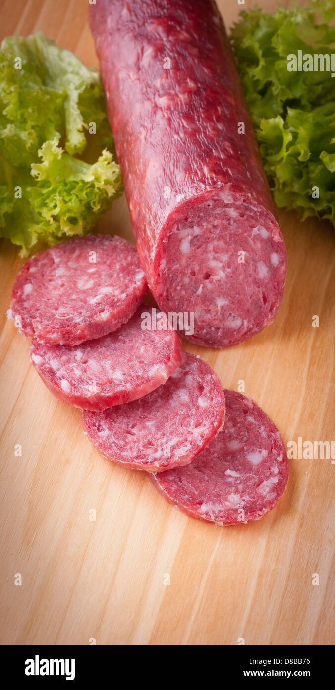 guts and tasty slices of smoked salami Stock Photo - Alamy