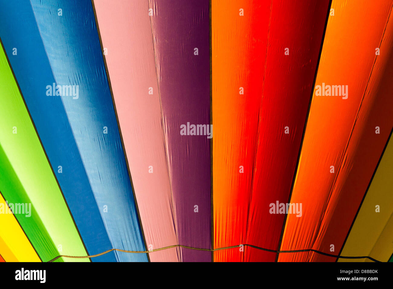 Closeup abstract of symmetrical rainbow patterns of hot air balloon in ...