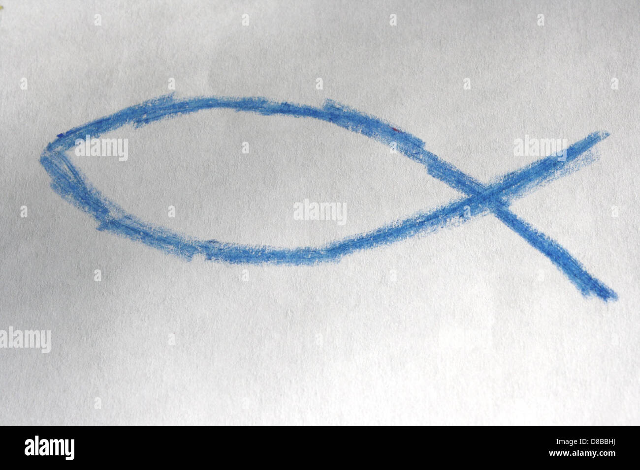 christian fish ichthys crayon drawing Stock Photo - Alamy