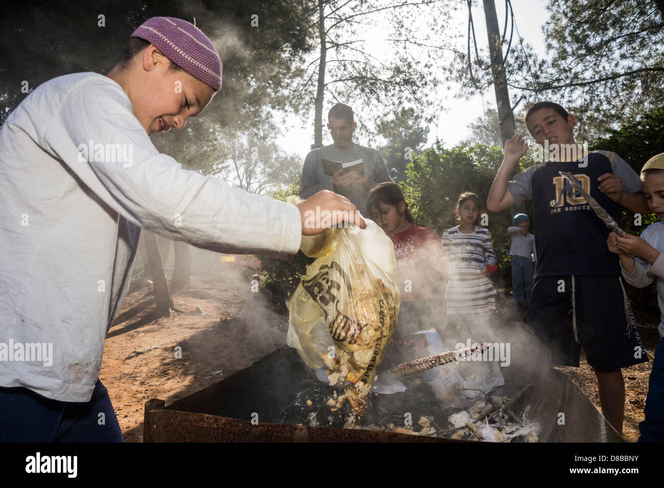 Orthodox jews burn bread and wheat produts as part of preperations for ...