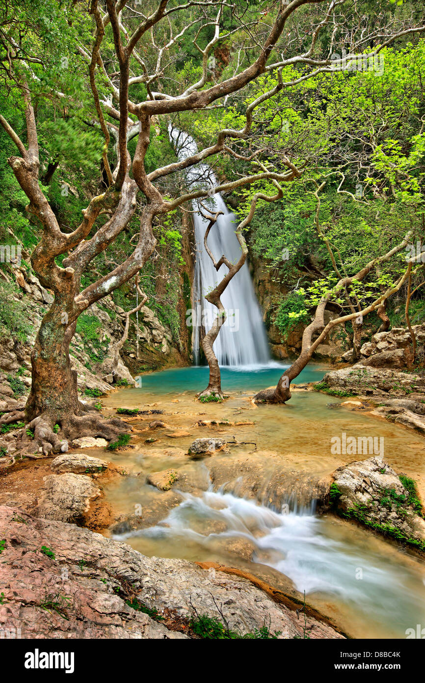 One of the waterfalls in Neda canyon, Ileia-Messinia, Peloponnisos ...