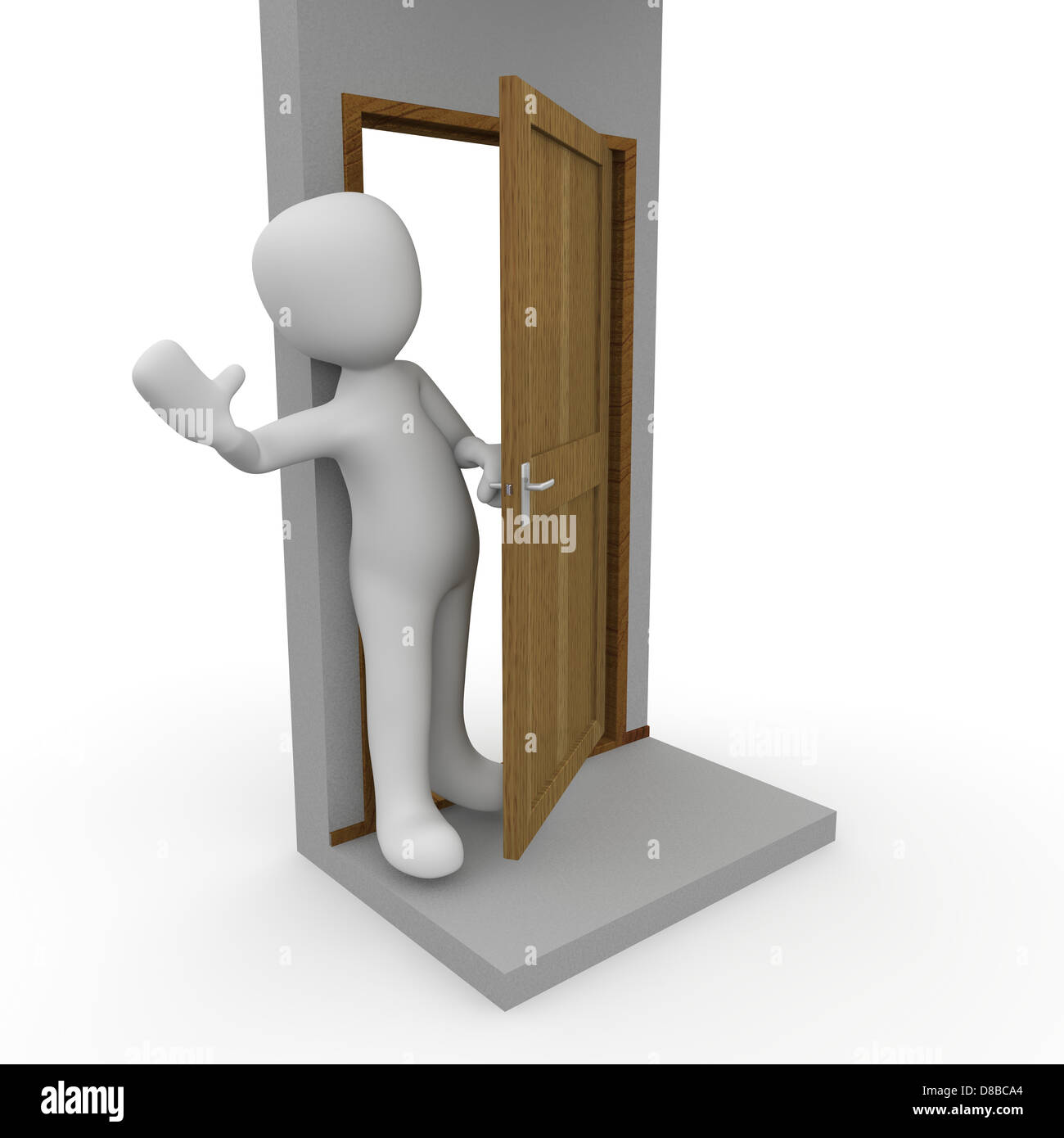 A guest waving goodbye from the door Stock Photo - Alamy