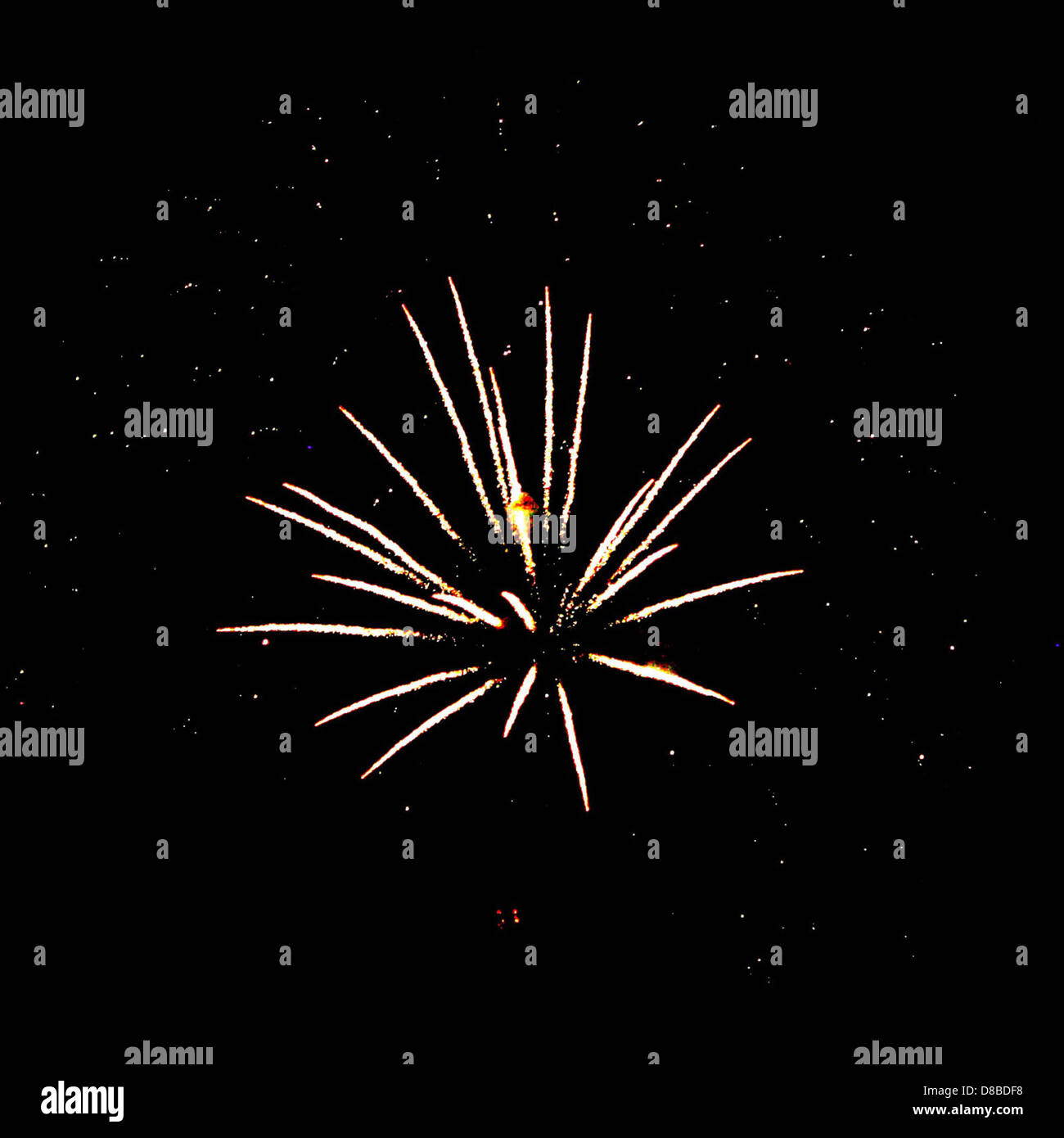 A vibrant display of fireworks bursting in star shapes during a 4th of ...