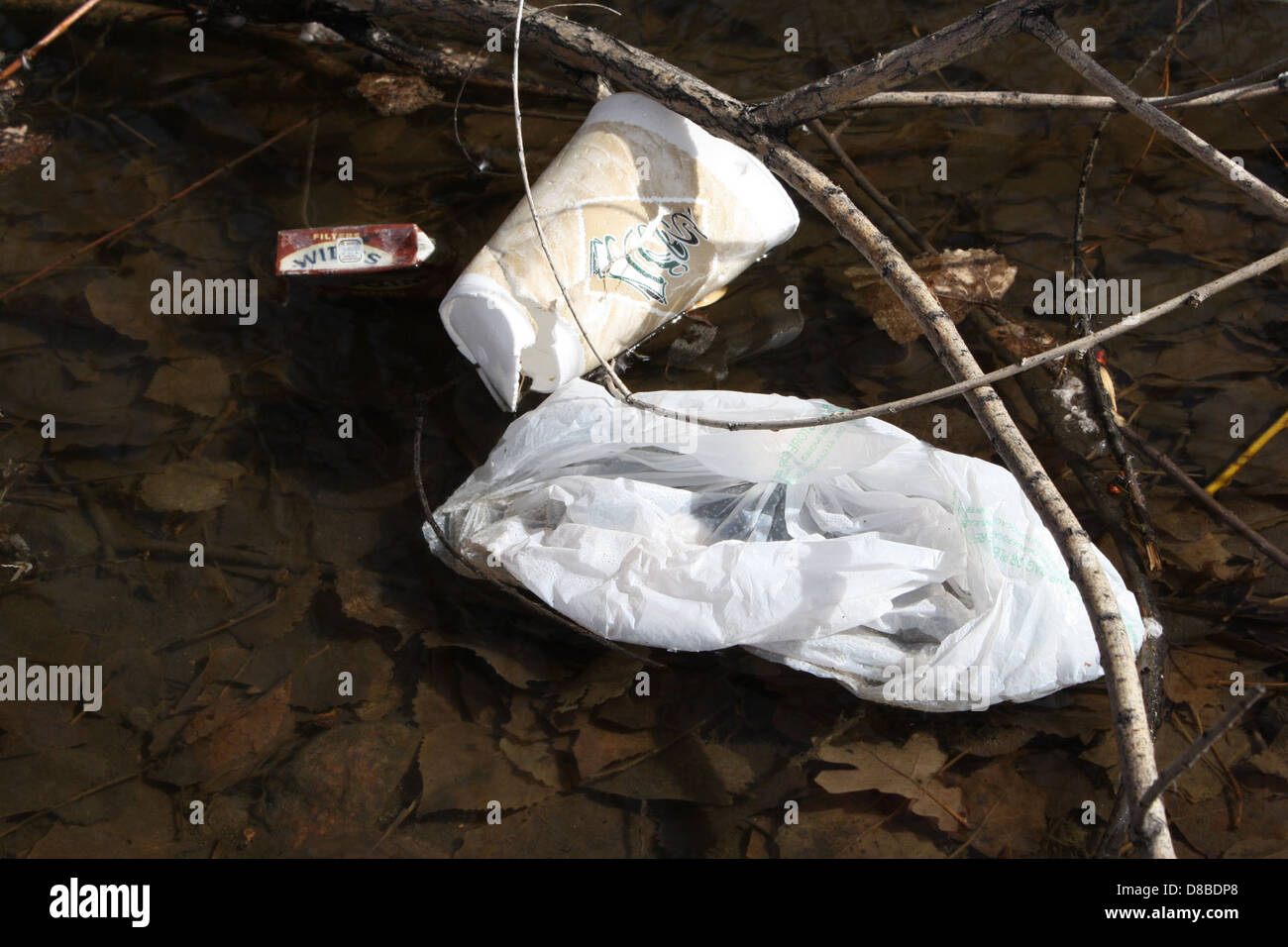 garbage floating in water Stock Photo - Alamy