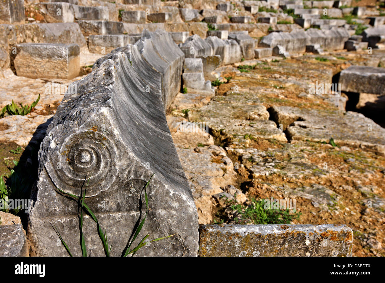 "Detail" from the ancient theater of Orchomenos (Orchomenus), Viotia ...