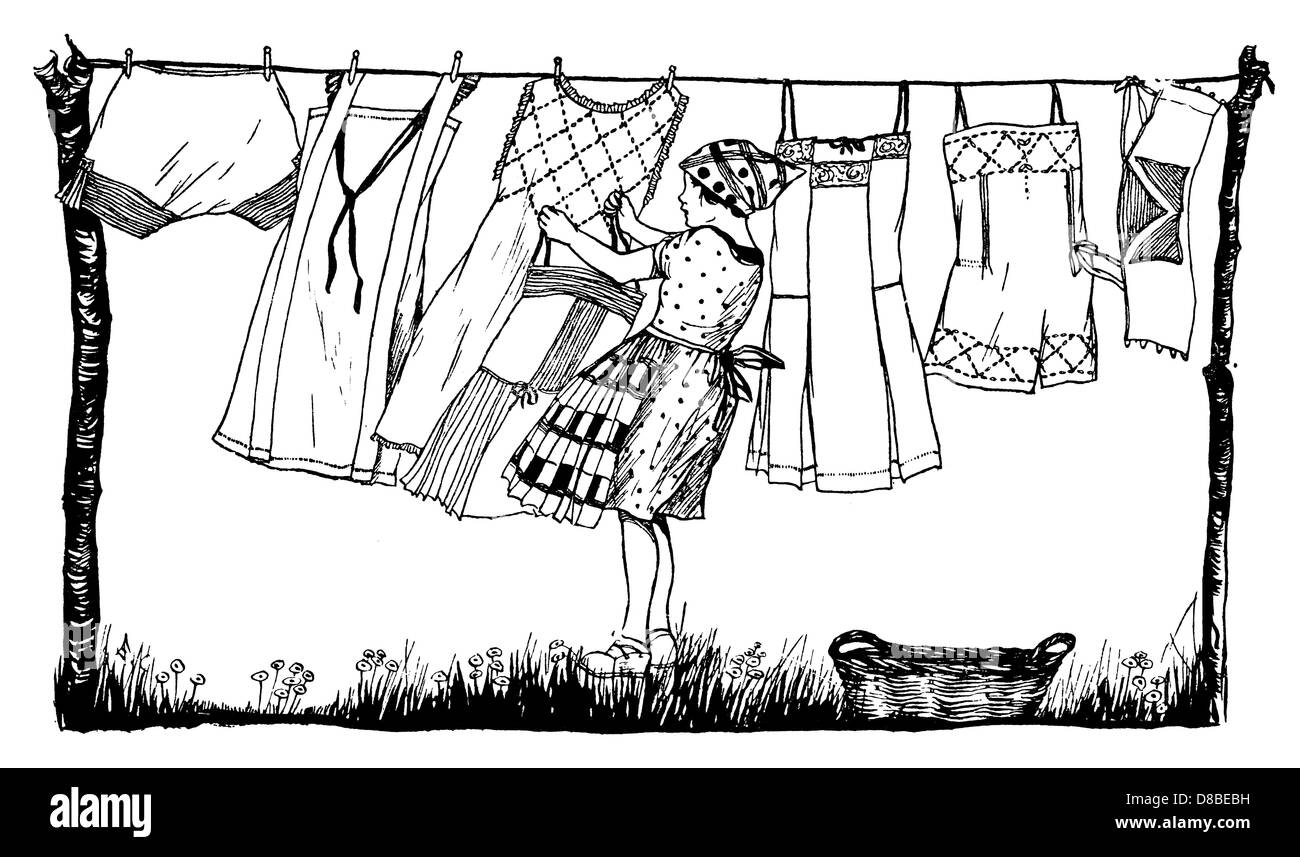 Hanging washing Black and White Stock Photos & Images - Alamy