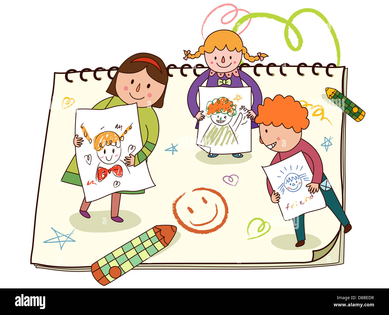 Three children drawing Cut Out Stock Images & Pictures - Alamy