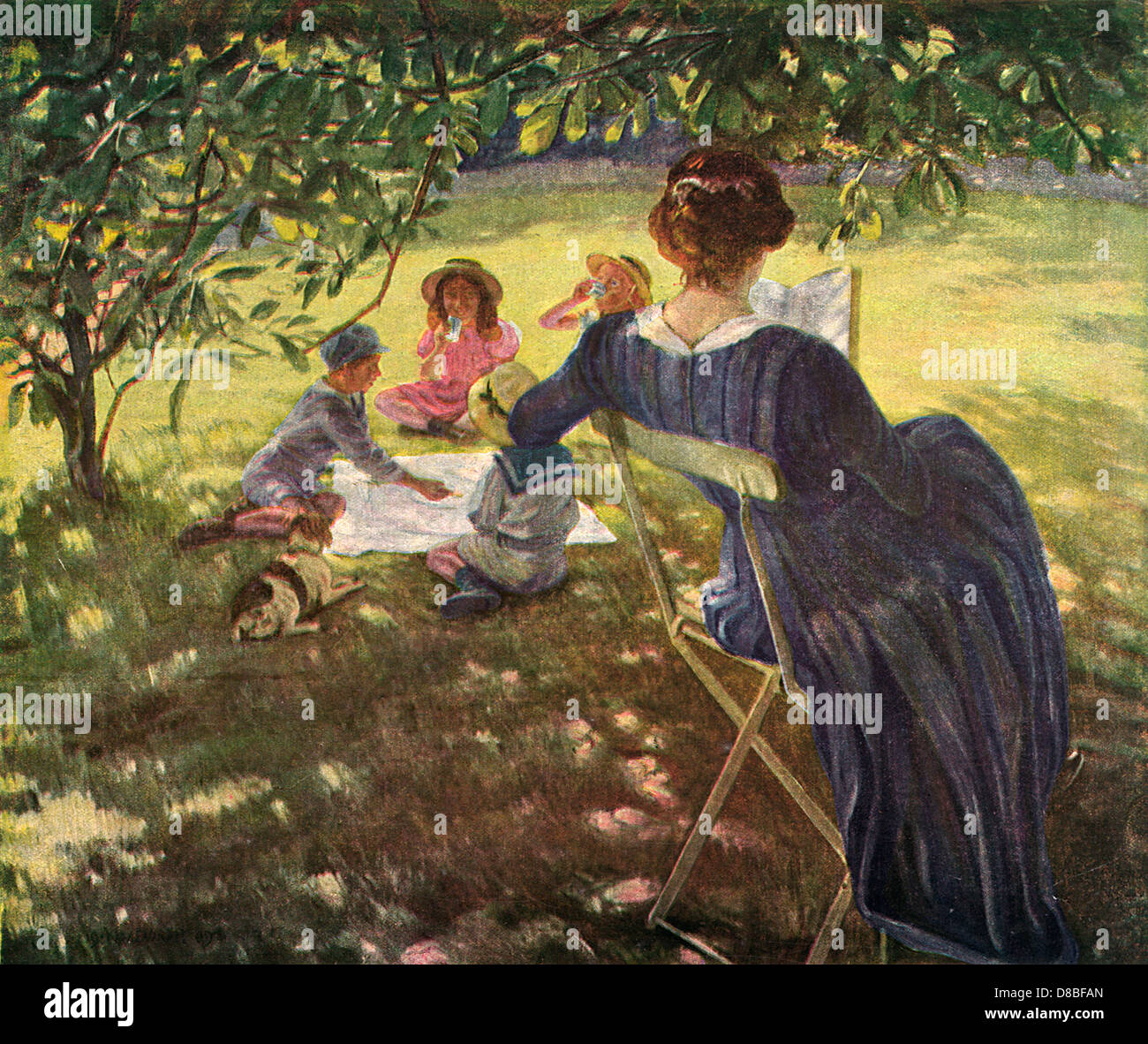 KIDS PLAY MUM READS Stock Photo - Alamy