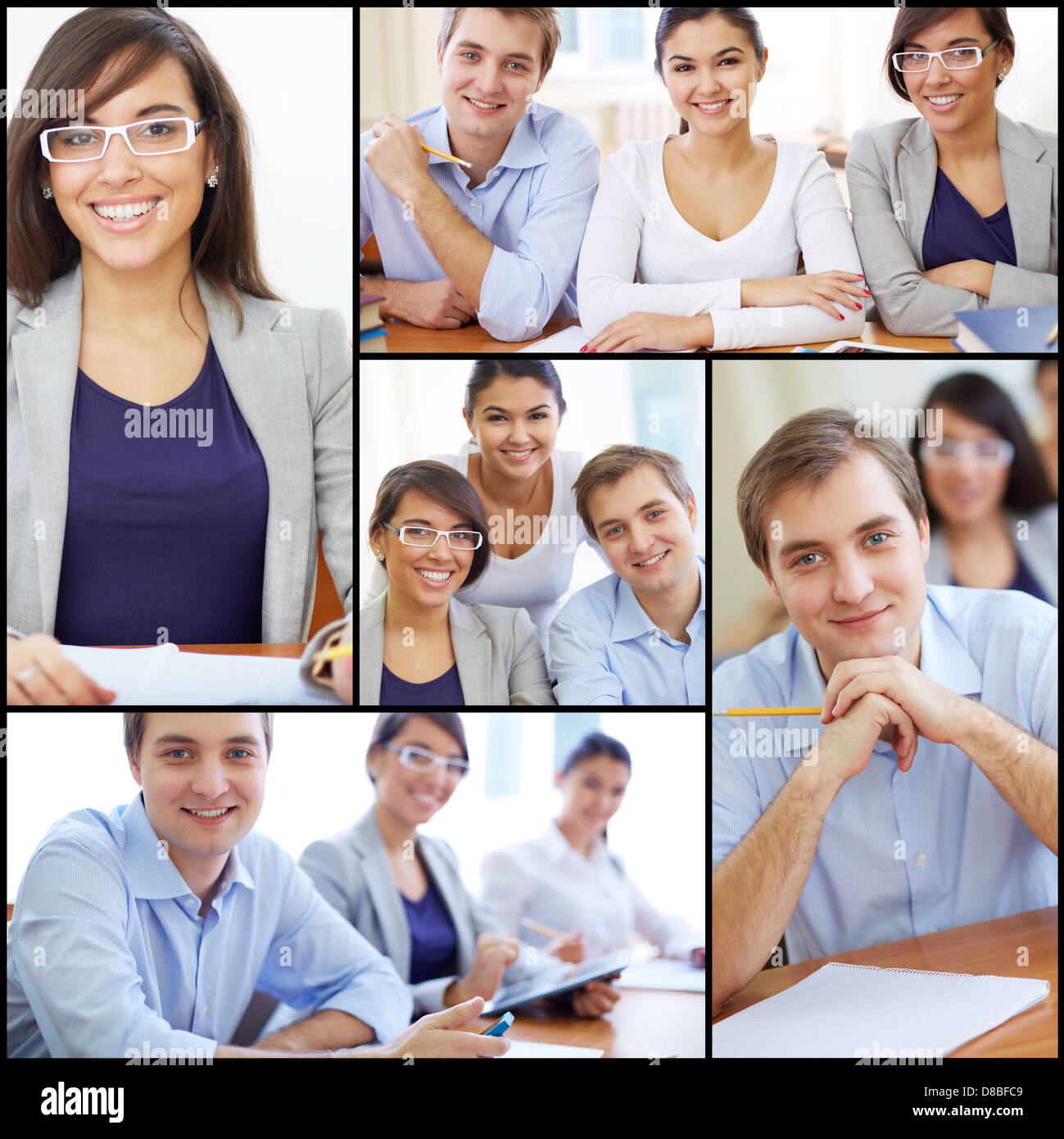 Collage of friendly students in college Stock Photo - Alamy