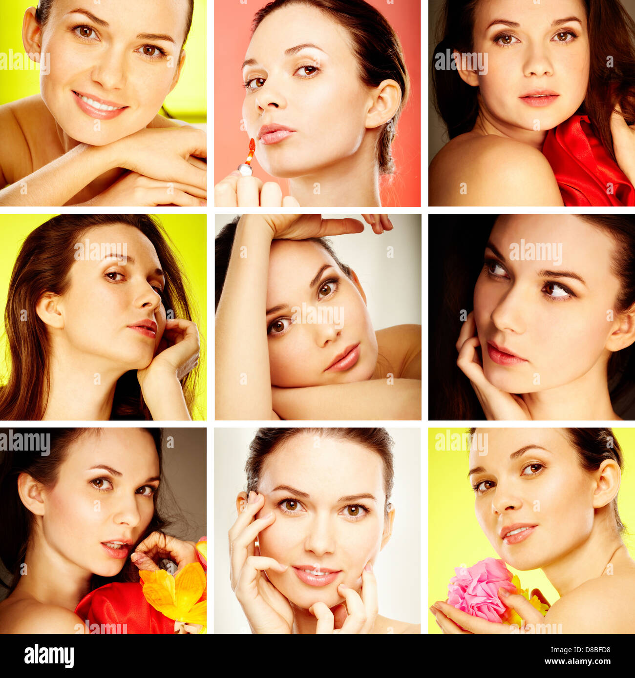 Collage of gorgeous woman posing in front of camera Stock Photo - Alamy