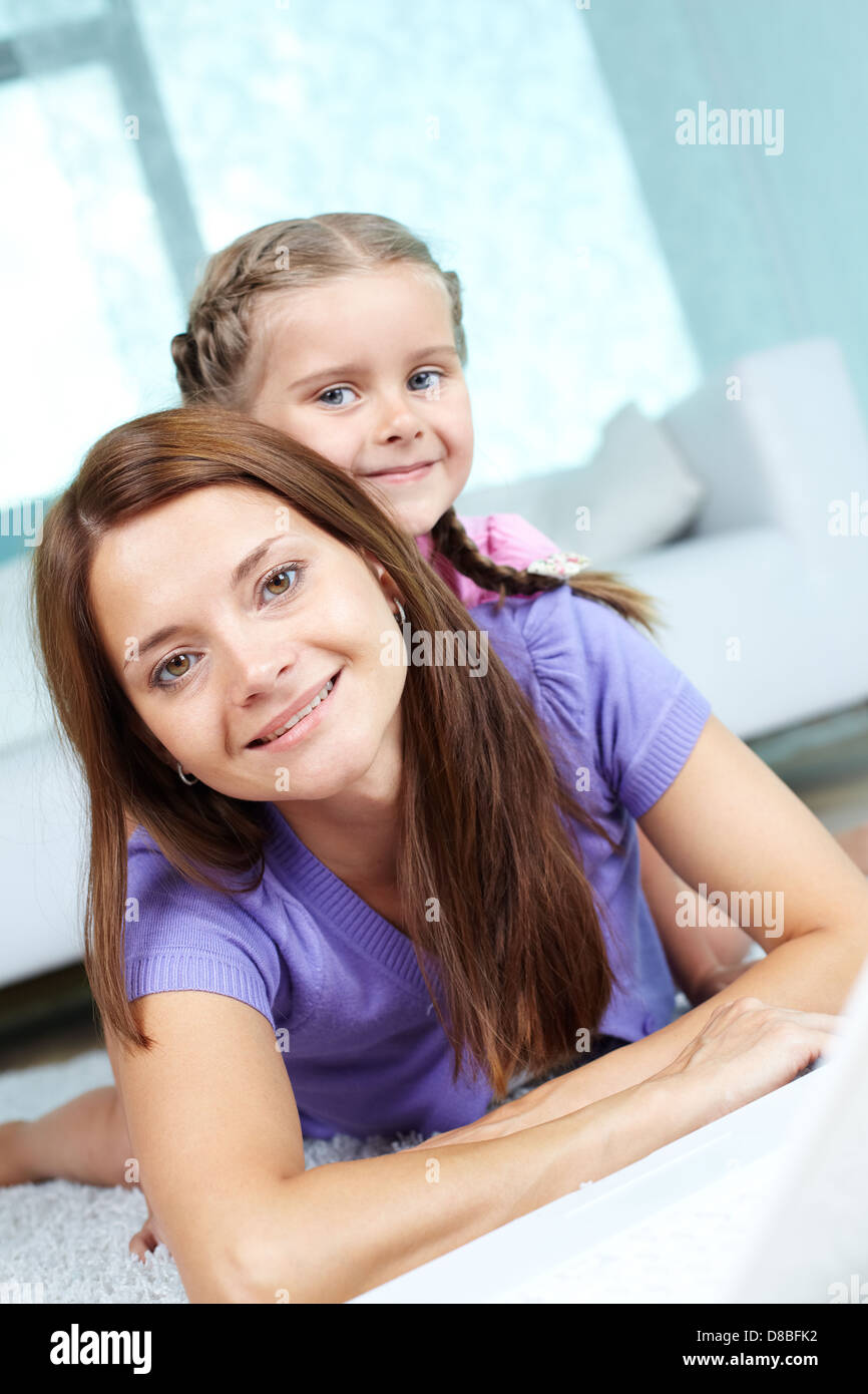 Portrait of a charming woman and her daughter Stock Photo - Alamy
