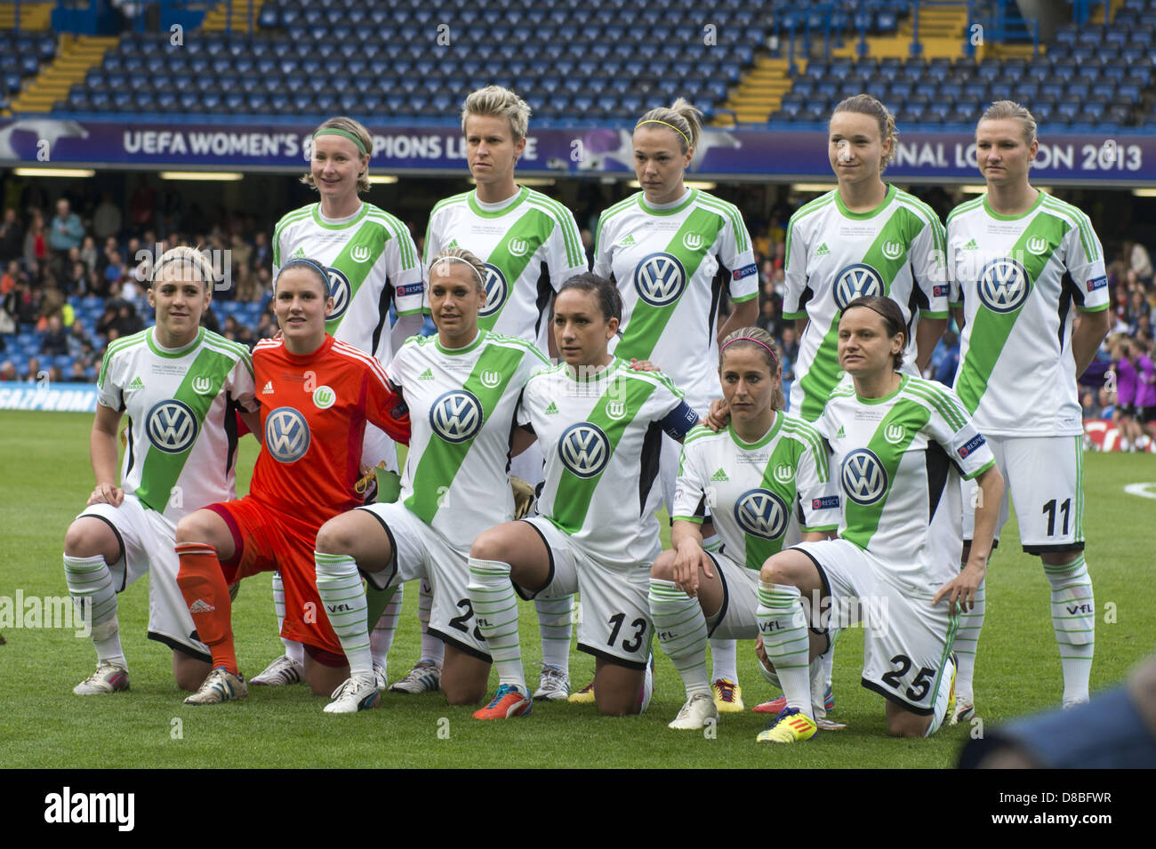 Stamford Bridge, London, UK. May 23rd 2013. Wolfsburg team group line ...