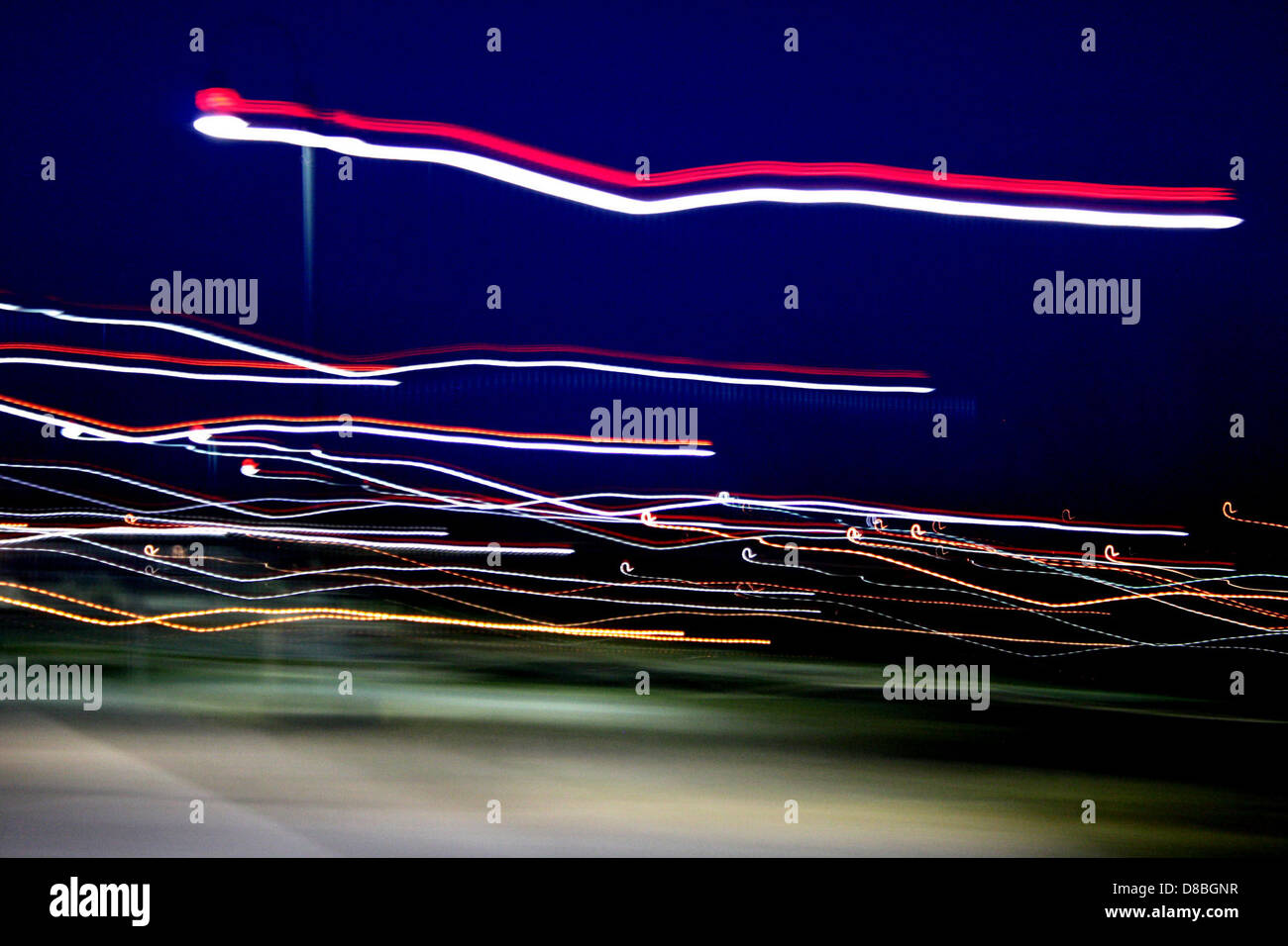 An image showing dynamic light streaks caused by long exposure ...