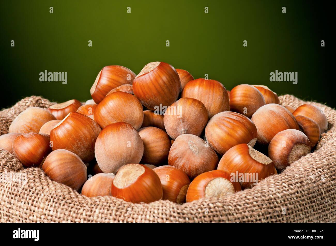 Filberts in bag Stock Photo - Alamy