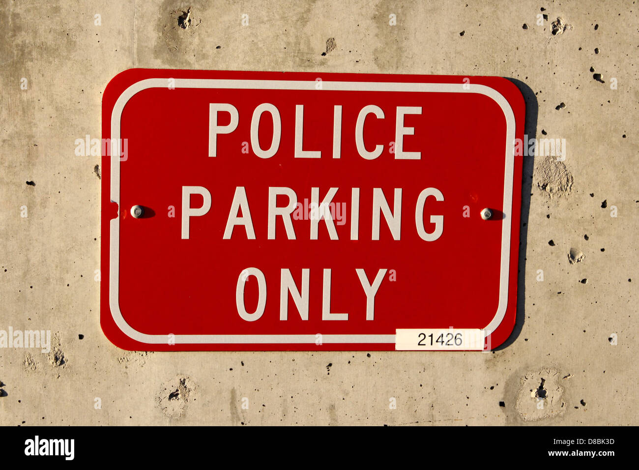A 'Police Parking Only' sign, used to designate parking spots reserved ...