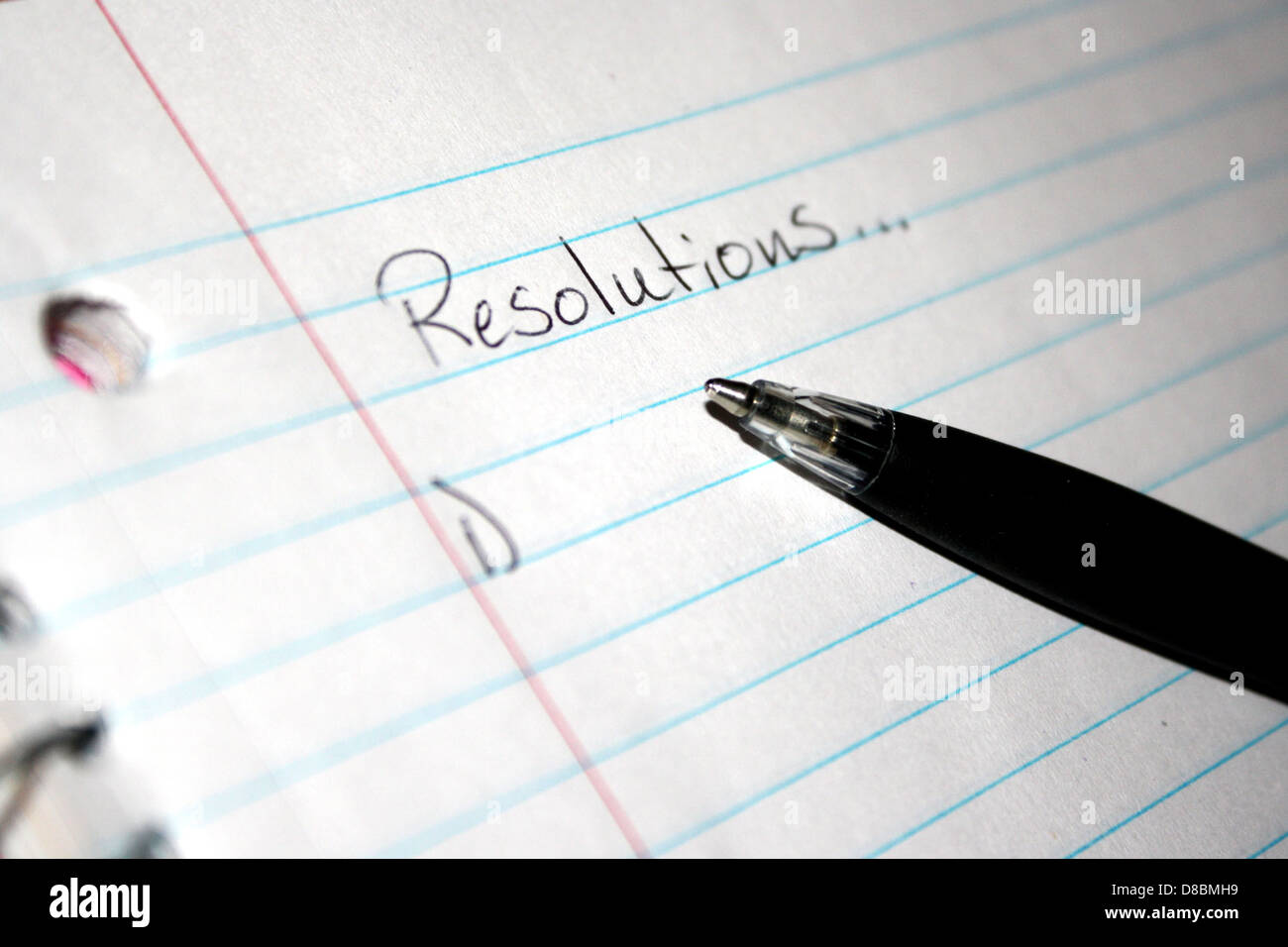 A list of resolutions written on paper, symbolizing personal goals or ...