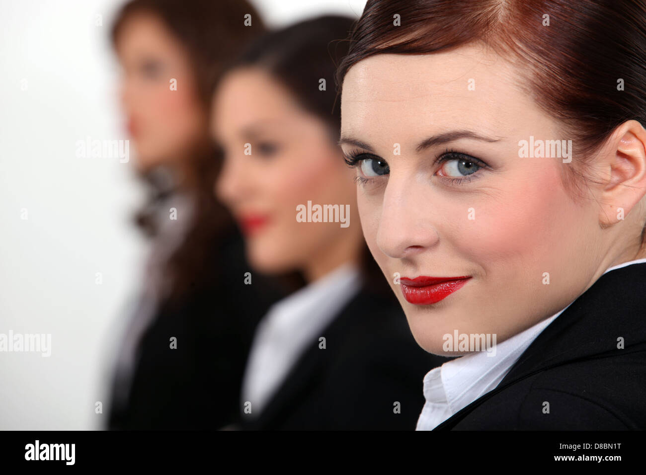 Portrait of three women in a row Stock Photo - Alamy