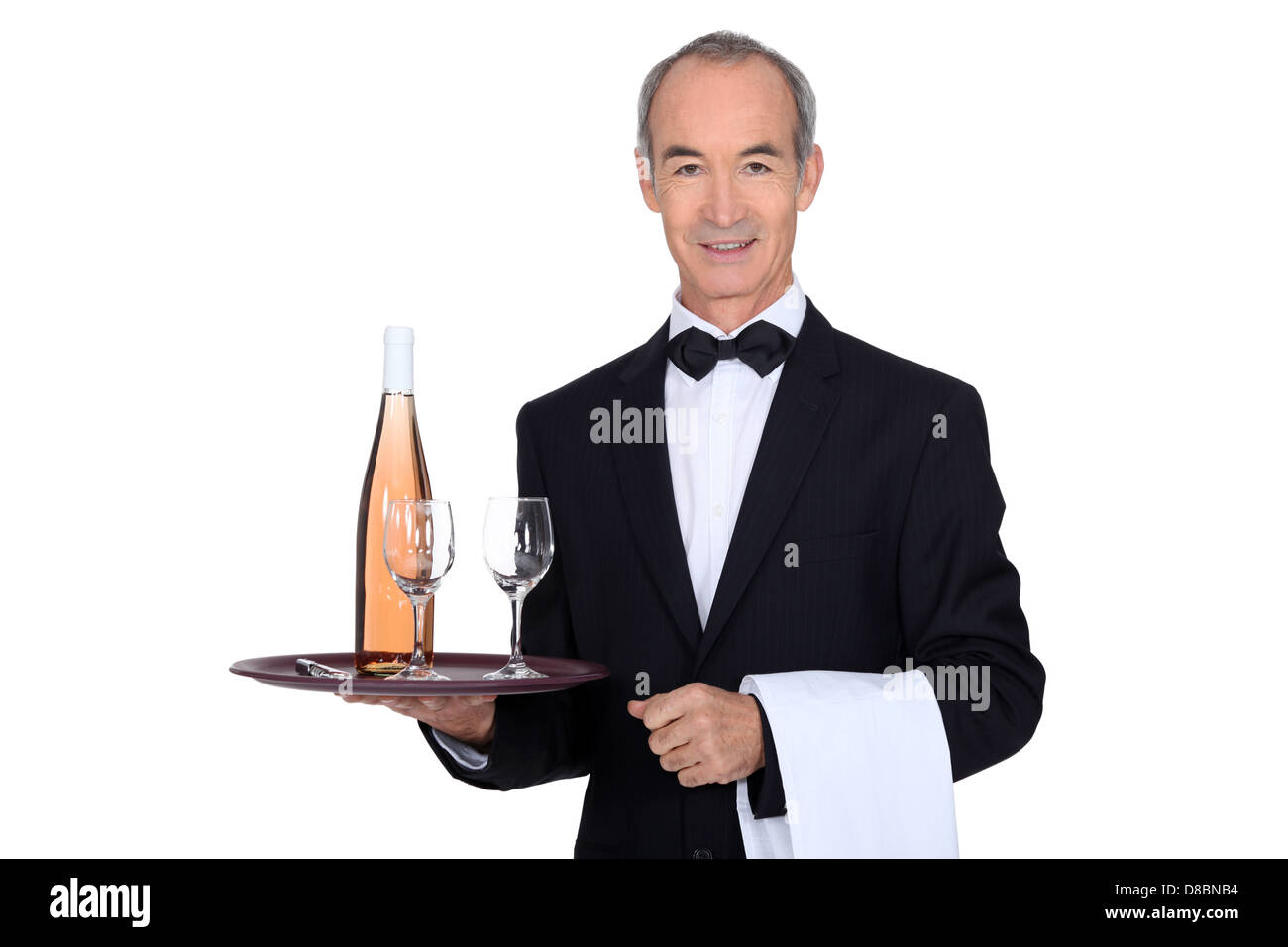 Smart waiter on white background Stock Photo - Alamy