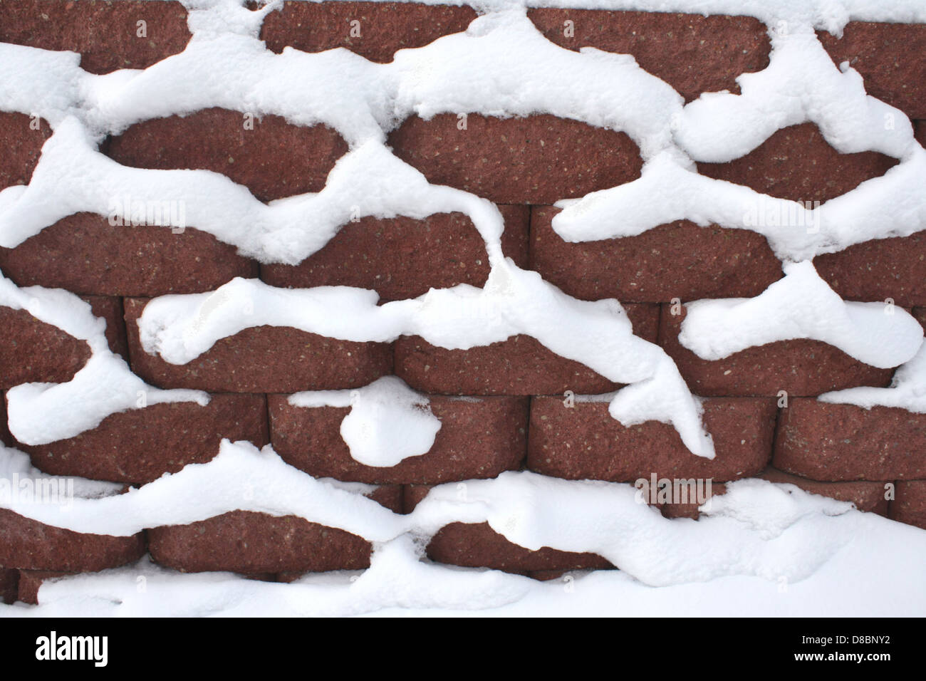 This stock photo shows a textured brick wall covered with a light ...