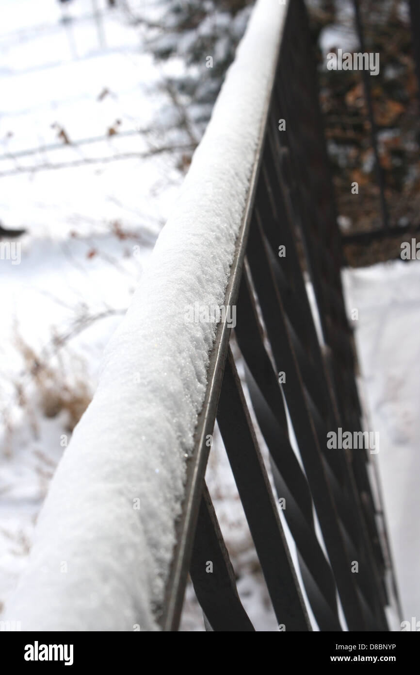 snow on railing Stock Photo - Alamy