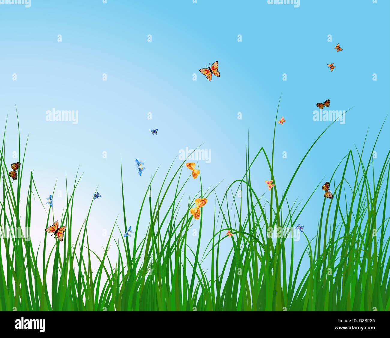 Summer meadow background with tulips. EPS 10 vector illustration with ...