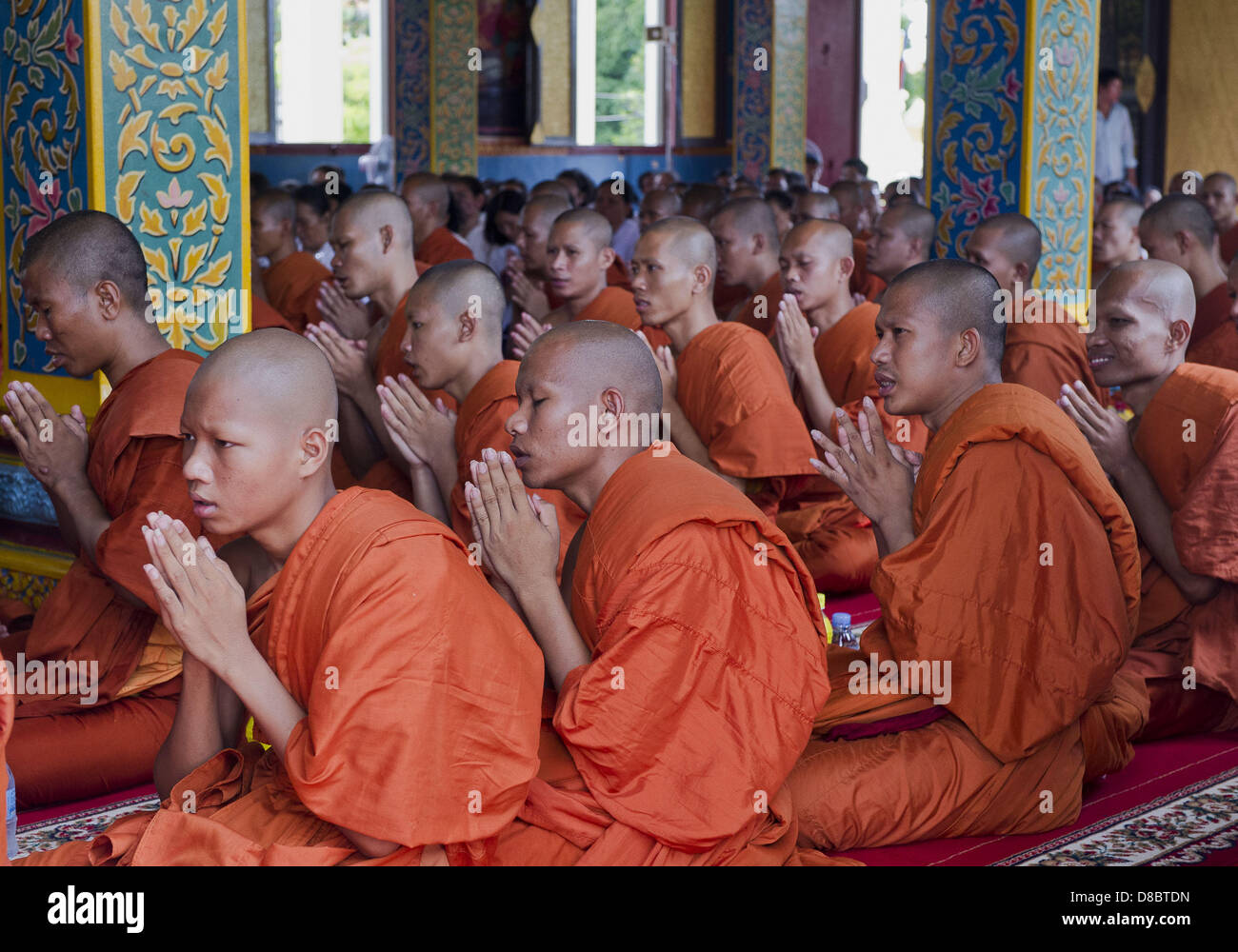 Phnom Penh, Cambodia. May 24, 2013. Monks celebrate Visak Bochea Day ...