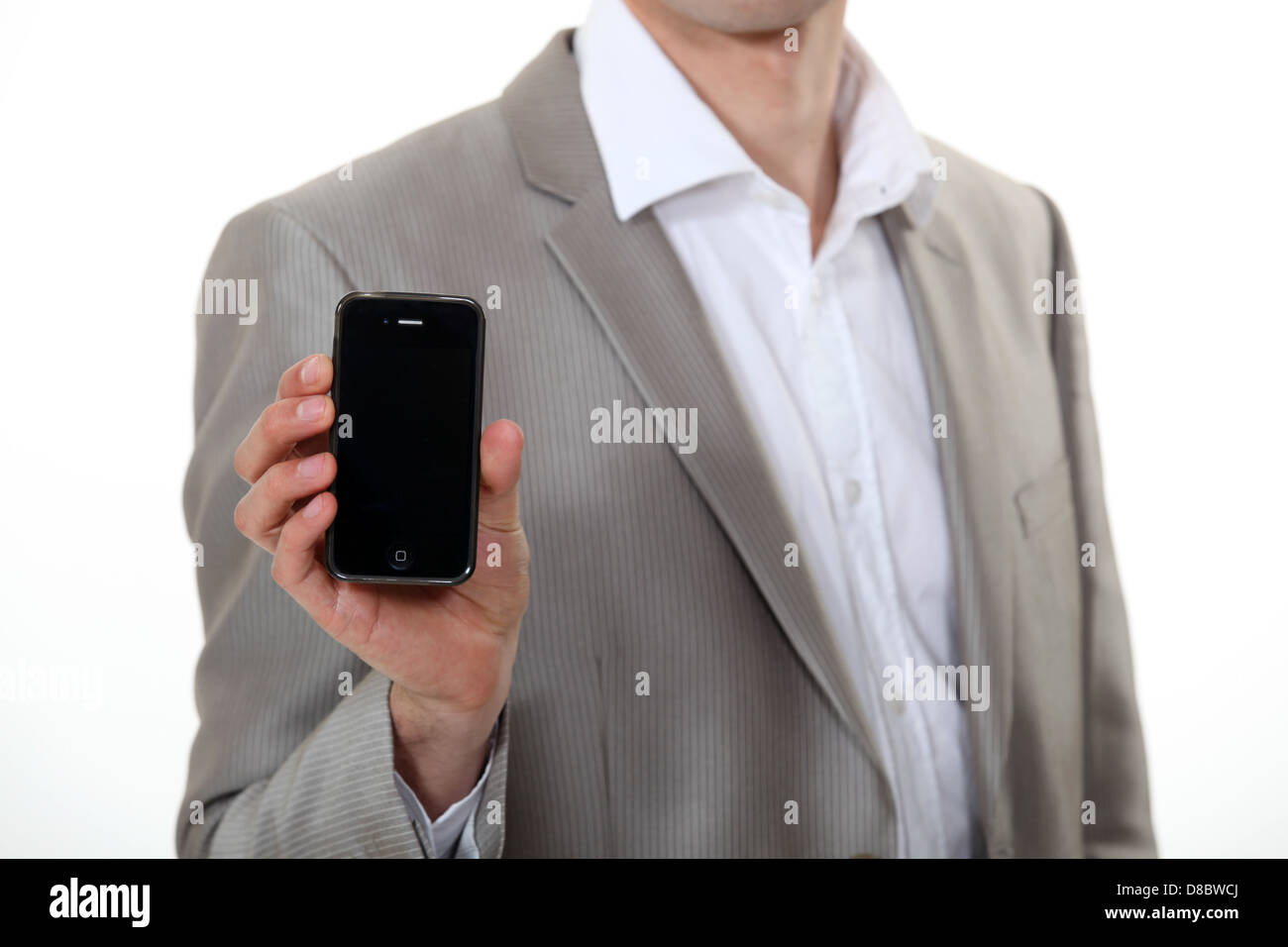 Man showing Smartphone Stock Photo - Alamy