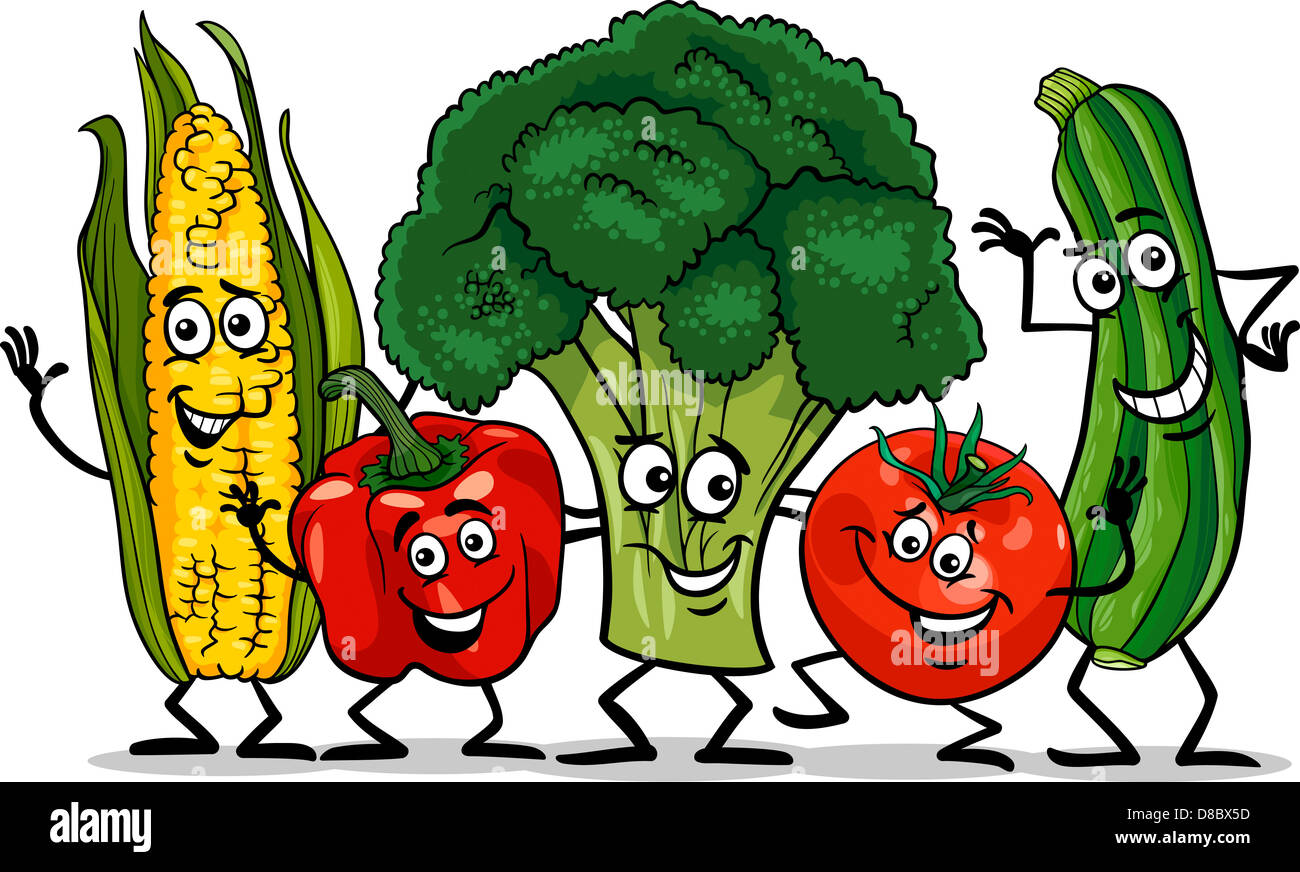 Cartoon Illustration of Happy Vegetables Food Characters Group Stock ...