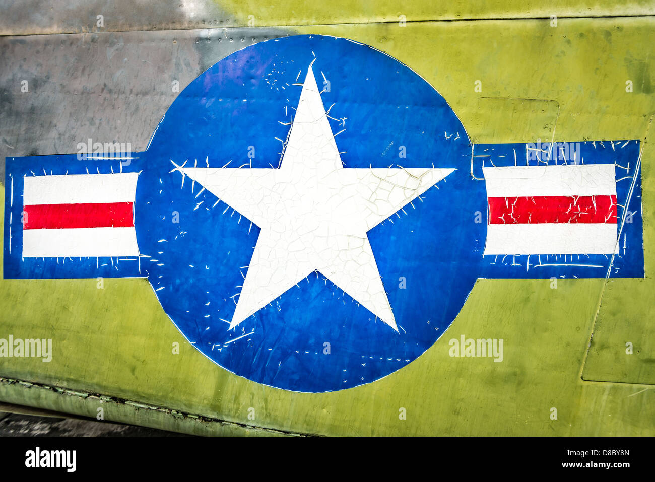 Part of military airplane with United States Air Force sign. Big white ...