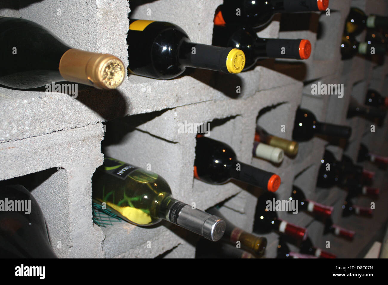 An array of wine bottles on display, showcasing various types and ...