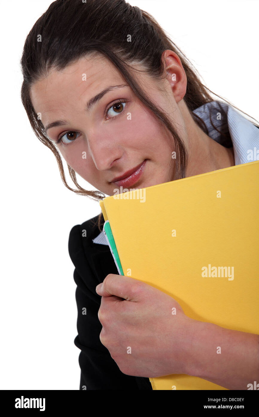 Office worker with folder Stock Photo - Alamy