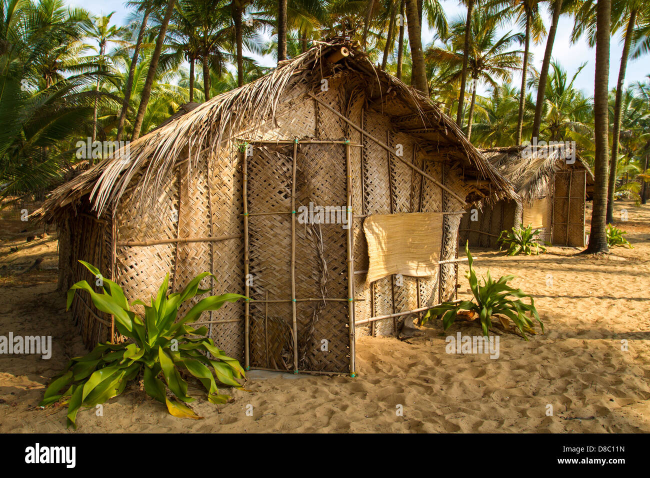 Straw hut on Paradise beach in Goa, India Stock Photo - Alamy