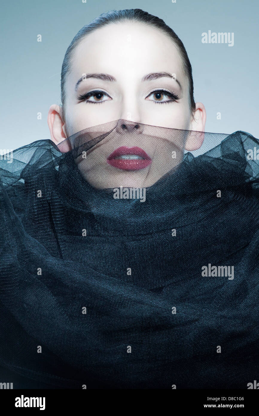 Young woman with a cloth, portrait Stock Photo - Alamy