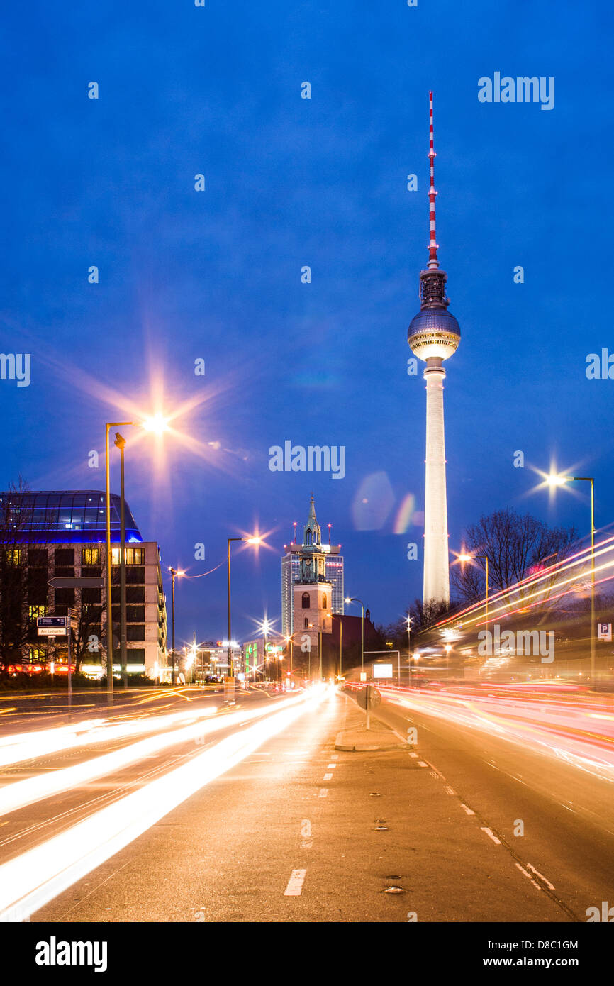 TV Tower (Fernsehturm) seen from a distance at evening Stock Photo - Alamy