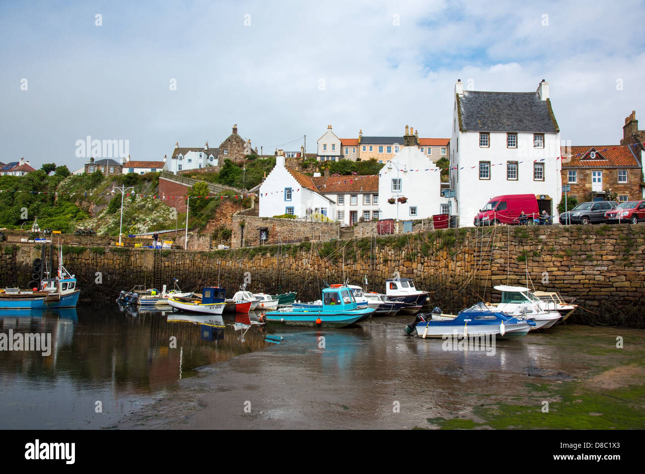 Great Britain, Scotland, Fife Area, Crail, fishing boats and yachts in ...