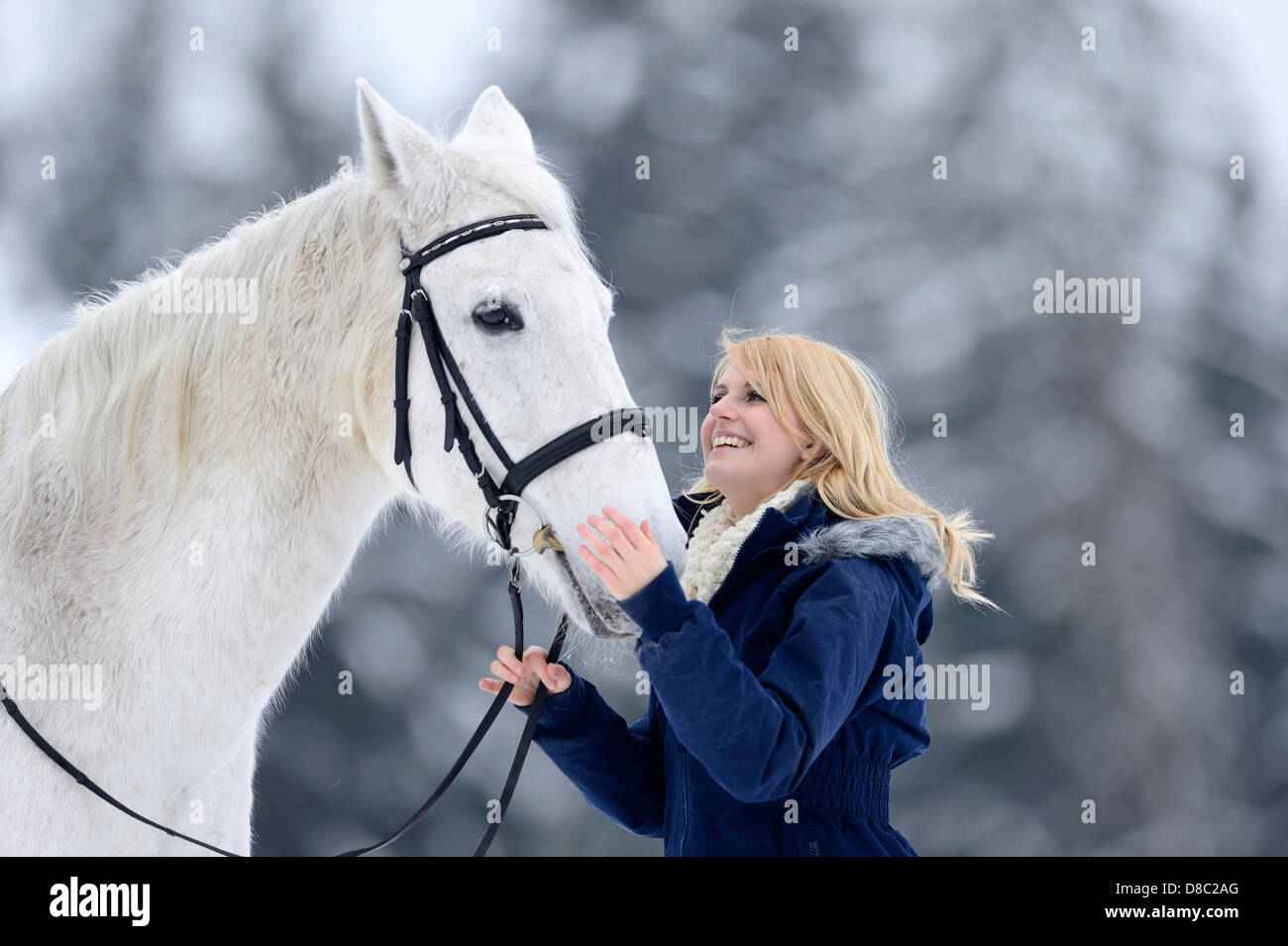 Female white horse rider hi-res stock photography and images - Alamy