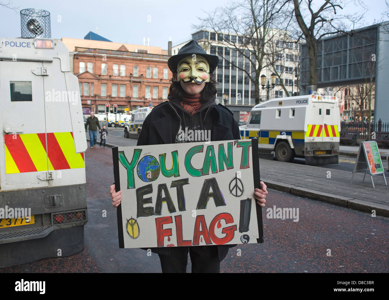 During flag protest at City Hall, Belfast Stock Photo - Alamy