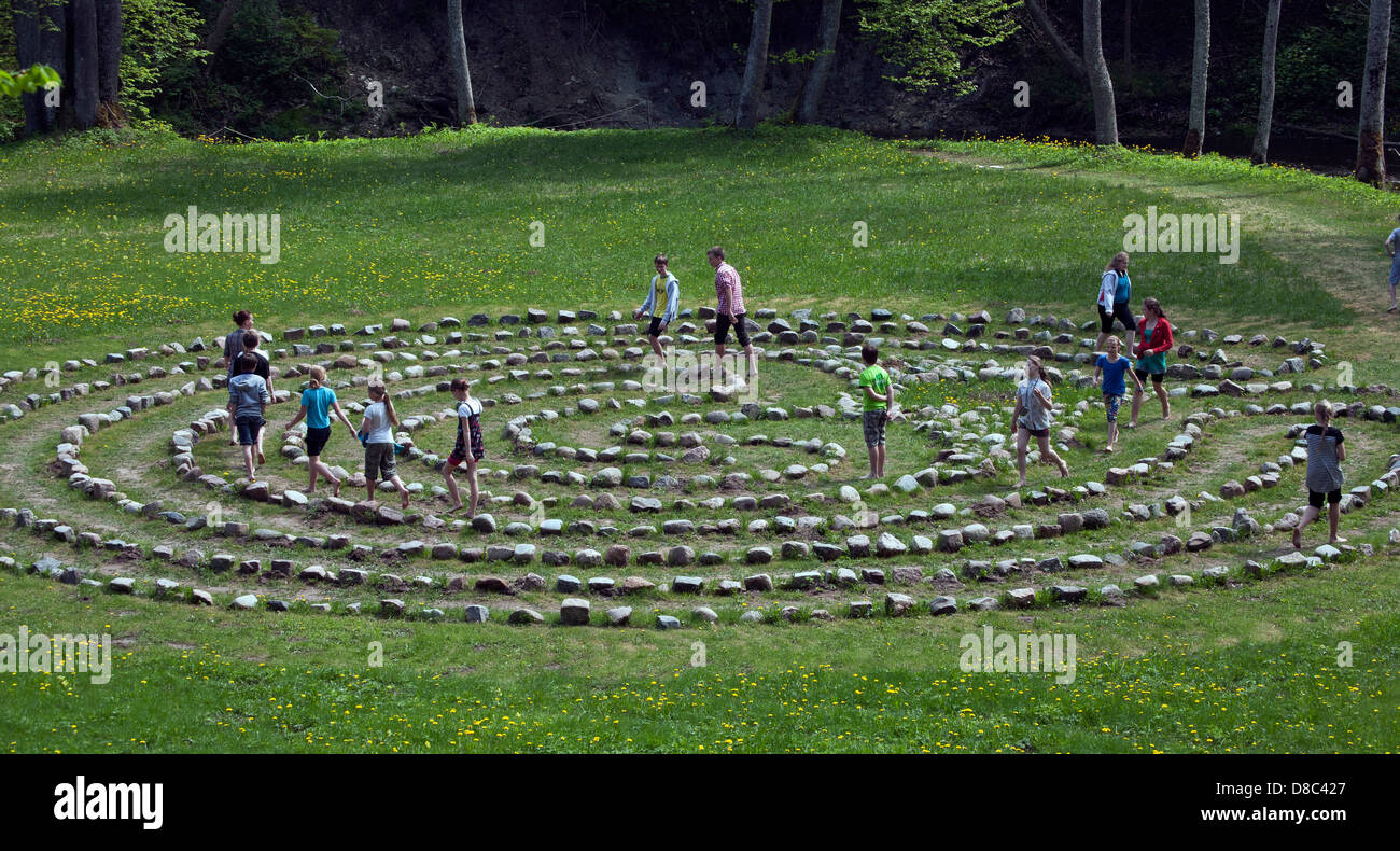Labyrinth walk in Valguma Pasaule nature trail in Kemeru National Park ...