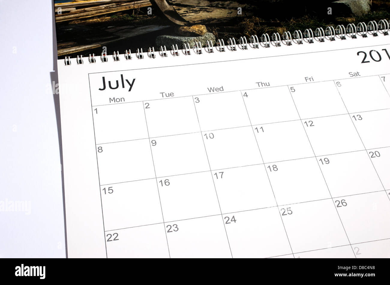 Blank calendar page - July 2013 Stock Photo - Alamy