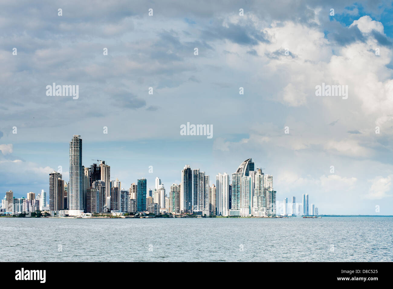 Skyscrapers in Punta Pacifica viewed from Las Bovedas promenade. Panama ...