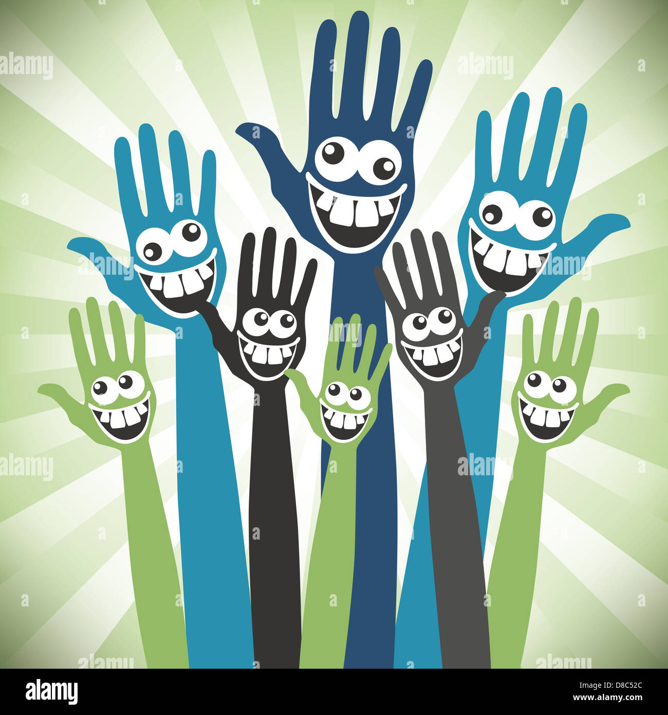 Hands with crazy faces on their palms Stock Photo - Alamy