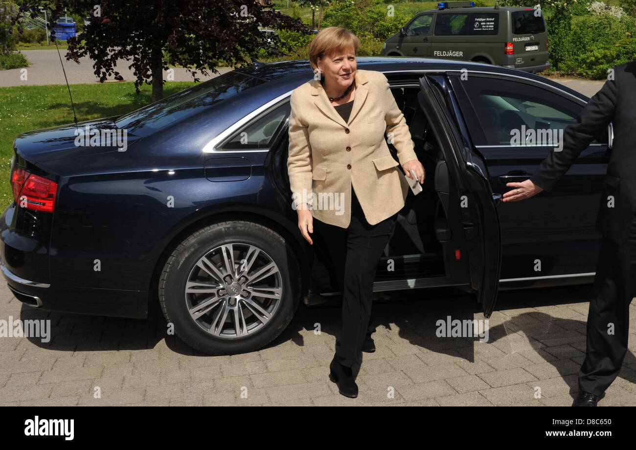 Parow, Germany. 24th May 2013. German Chancellor Angela Merkal arrives ...